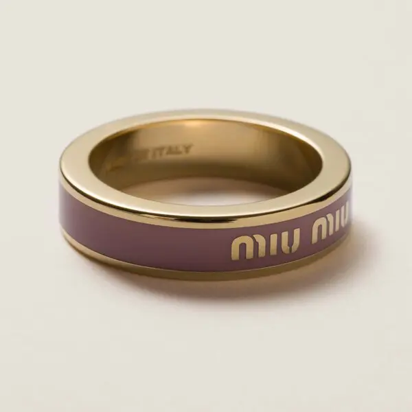Miu Miu Enameled Metal Rings - White/Gold/Orchid Pink | Editorialist